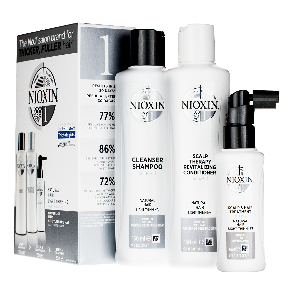 Nioxin 3 Part System Kit No 1 For Natural Hair Light Thinning ...