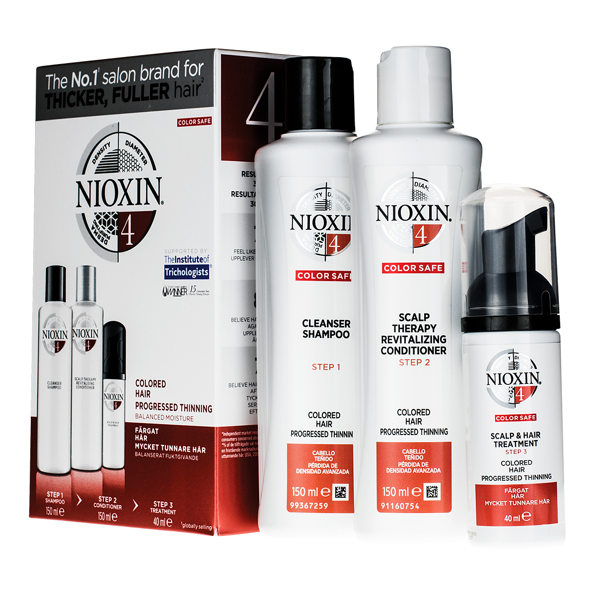 Nioxin 3 Part System Kit No 4 For Coloured Hair Progressed Thinning ...