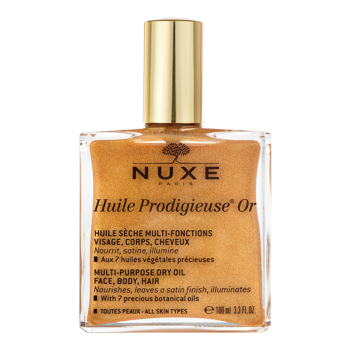 Nuxe Huile Prodigieuse Gold Multi Purpose Dry Oil For Face, Body & Hair For All Skin Types 100ml