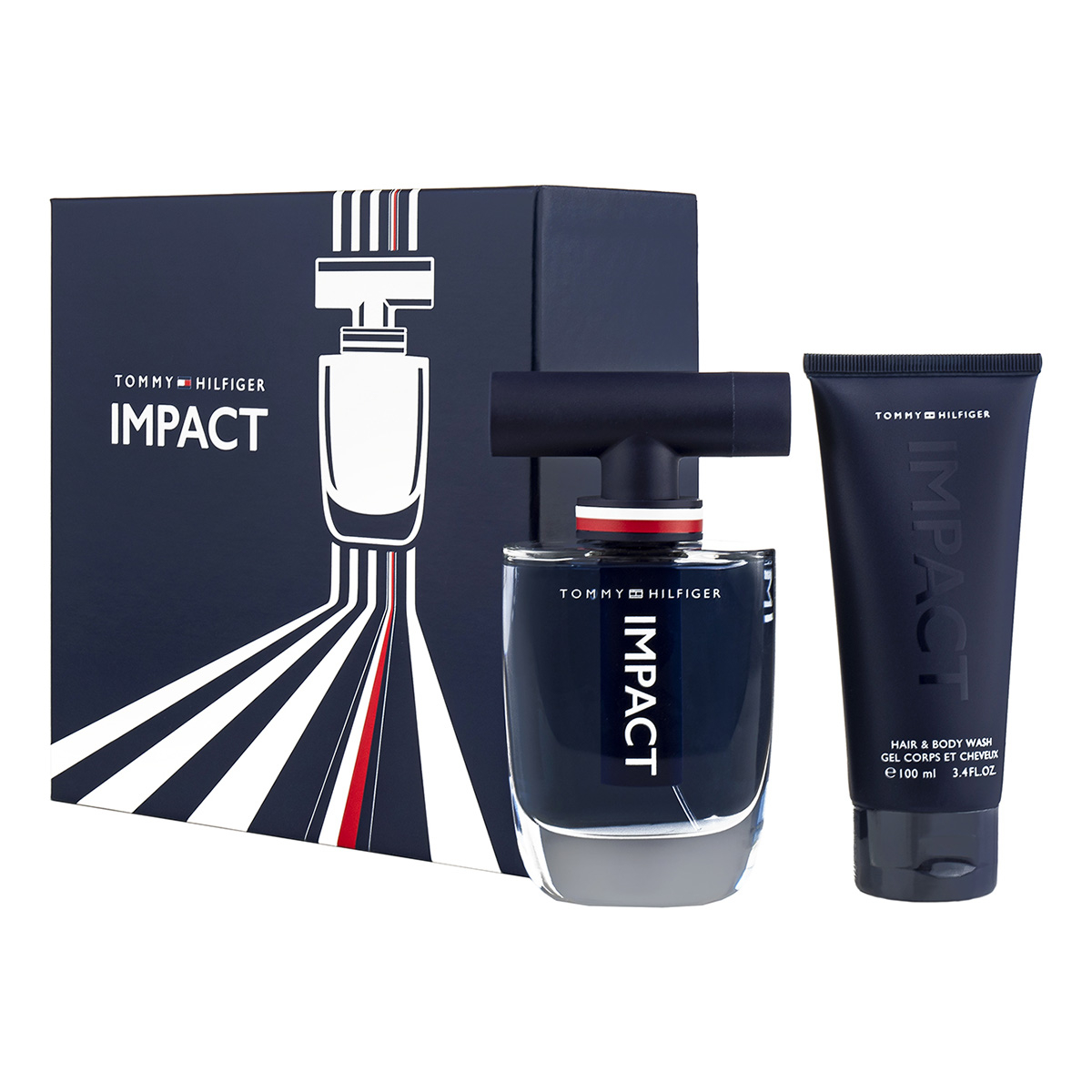Tommy Hilfiger Impact Eau de Toilette Spray 100ml 3 Piece Gift Set