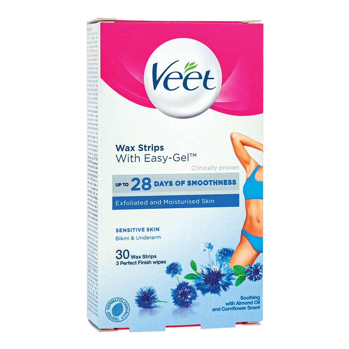 Veet Hair Removal Bikini & Underarm Wax Strips Pack of 30 For Sensitive ...